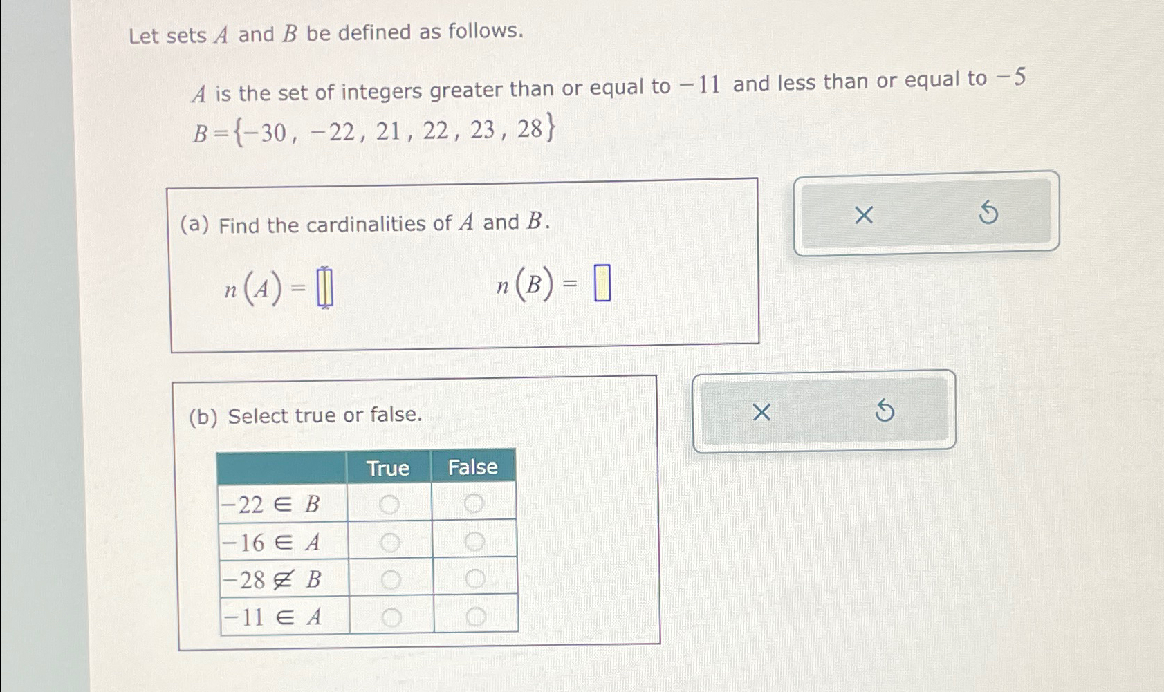 Solved Let sets A and B ﻿be defined as follows.A ﻿is the set | Chegg.com