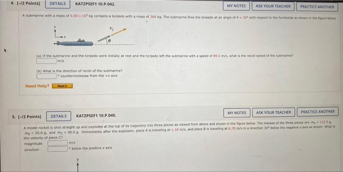 Solved 4. 1-/2 Points DETAILS KATZPSEF1 10.P.042 MY NOTES | Chegg.com Solved 4. 1-/2 Points DETAILS KATZPSEF1 10.P.042 MY NOTES | Chegg.com