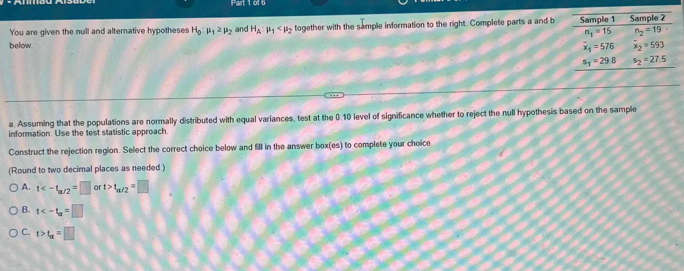 Solved You are given the null and alternative hypotheses | Chegg.com