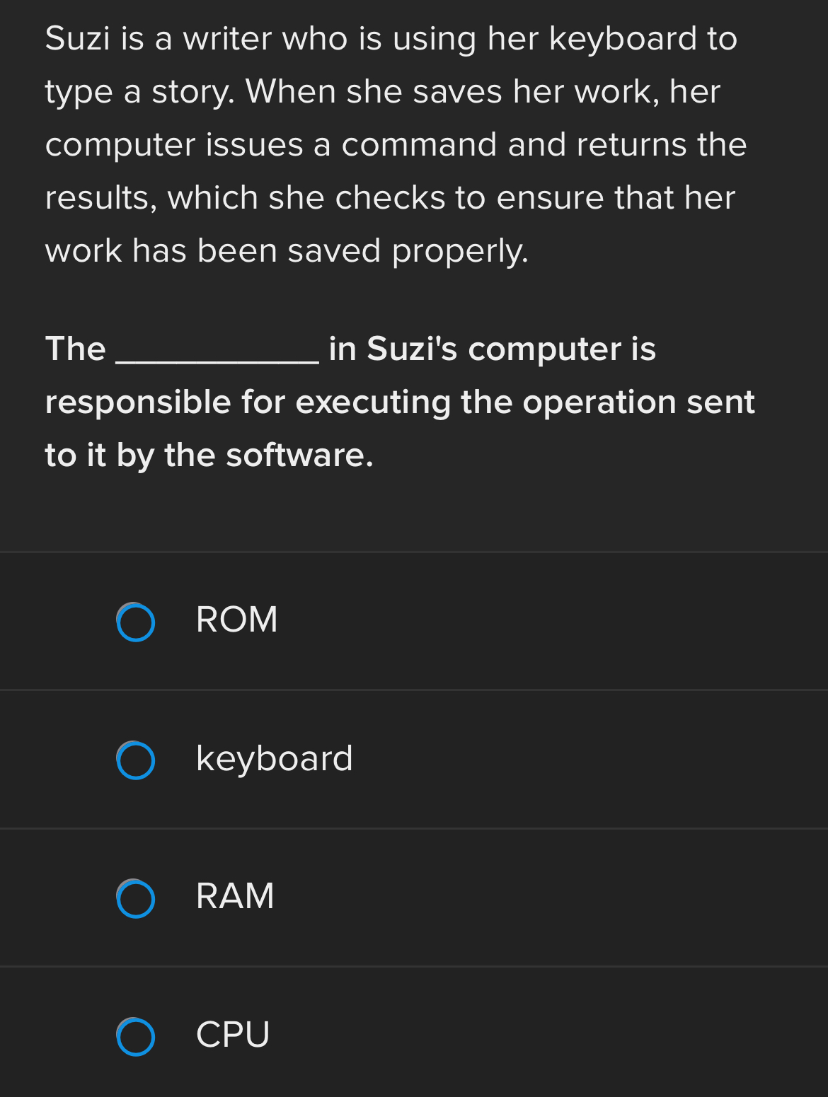 Solved Suzi is a writer who is using her keyboard to type a | Chegg.com