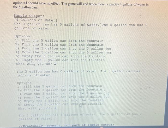 Solved Assignment 4C: Exactly 4 Gallons of Water In the | Chegg.com