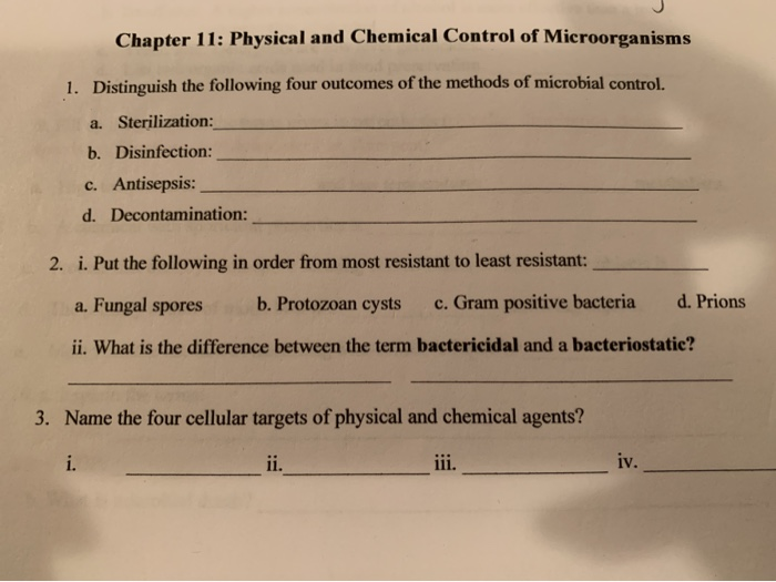 Solved Chapter 11: Physical and Chemical Control of | Chegg.com