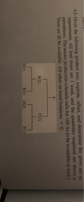 Solved 4.5. Given the following product tree, explode, | Chegg.com