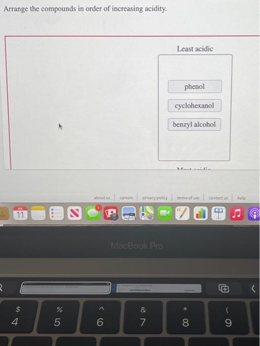 Solved Arrange the compounds in order of increasing acidity. | Chegg.com