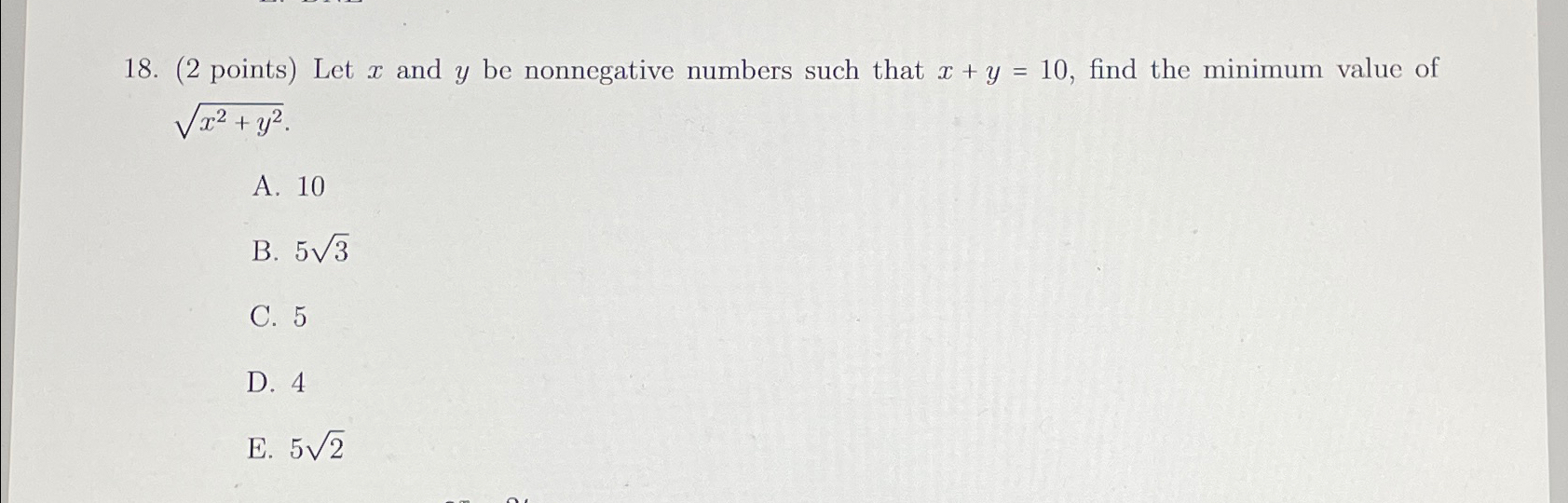 Solved ( 2 ﻿points) ﻿Let x ﻿and y ﻿be nonnegative numbers | Chegg.com