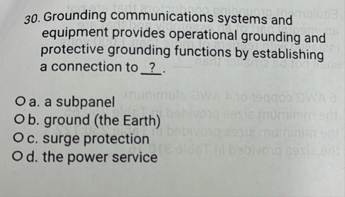 Solved Grounding communications systems and equipment | Chegg.com