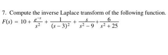 Solved 7. Compute the inverse Laplace transform of the | Chegg.com