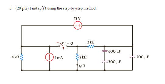 (20 ﻿pts) ﻿Find i0(t) ﻿using the step-by-step method. | Chegg.com