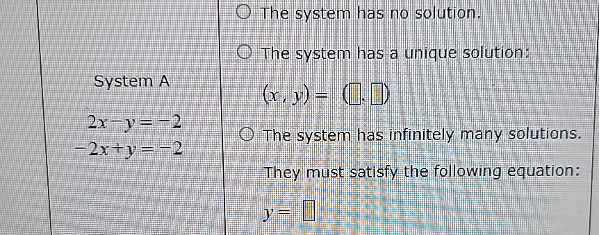 Solved The system has no solution.The system has a unique | Chegg.com
