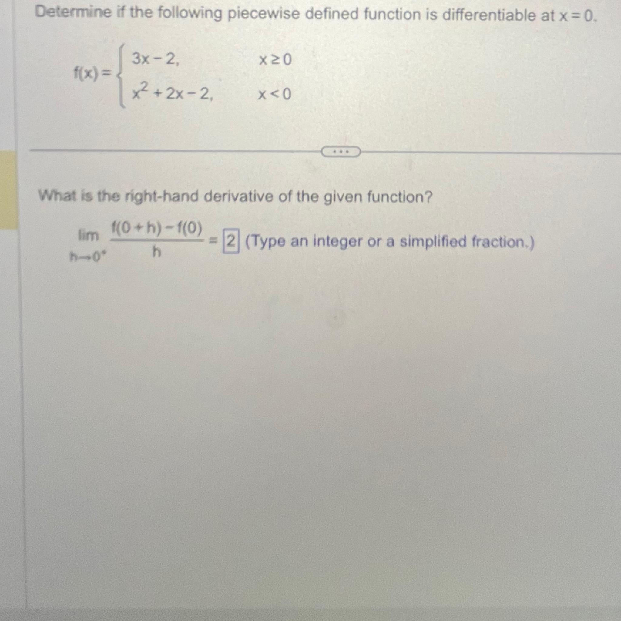 Solved Determine if the following piecewise defined function | Chegg.com