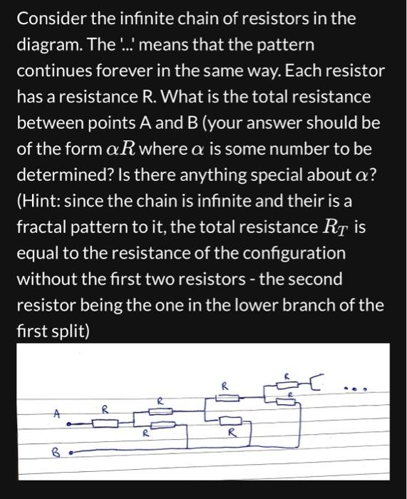 Solved Consider the infinite chain of resistors in the | Chegg.com