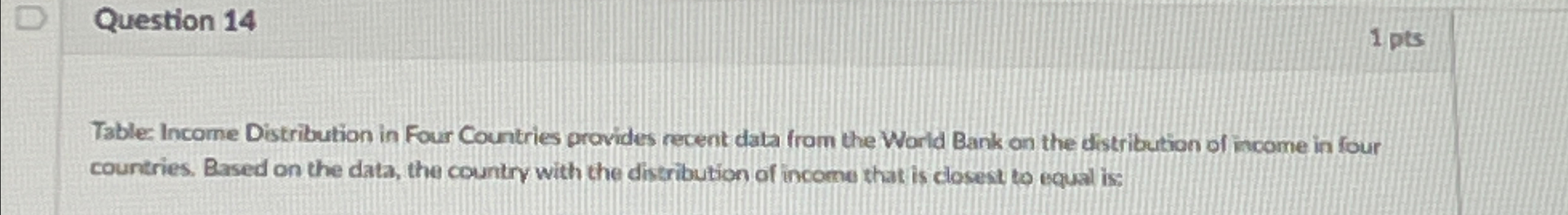 Solved Question 141 ﻿ptsTable: Incame Distribution in Four | Chegg.com