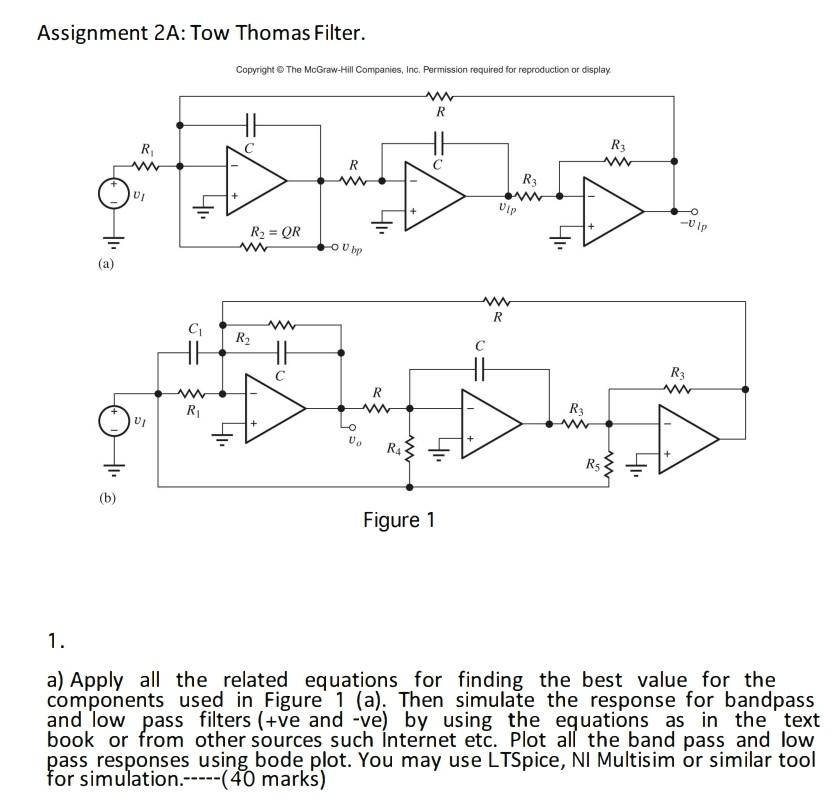 Solved Assignment 2A: Tow Thomas Filter. Copyright ⊕ The | Chegg.com