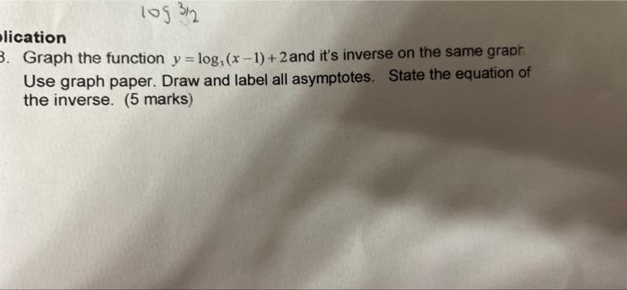 Solved log 3 plication 3. Graph the function y = log2 (x - | Chegg.com