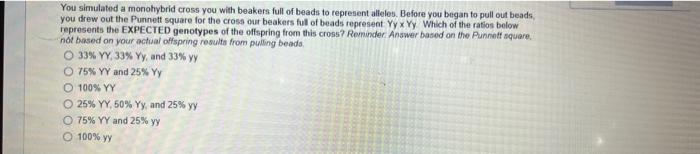Solved You simulated a monohybrid cross you with beakers | Chegg.com