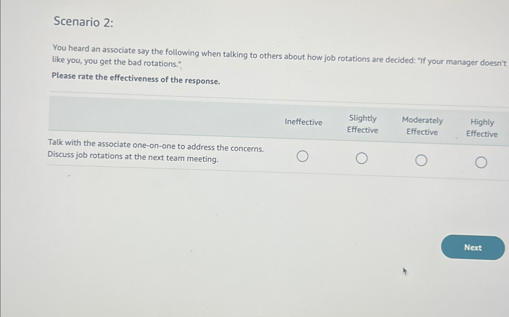 Solved Scenario 2:You heard an associate say the following | Chegg.com