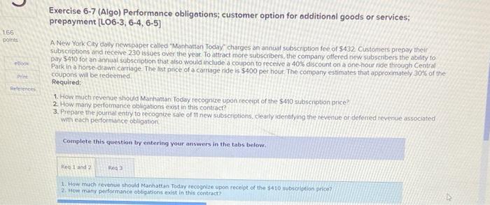 Solved u Exercise 6-7 (Algo) Performance obligations; | Chegg.com