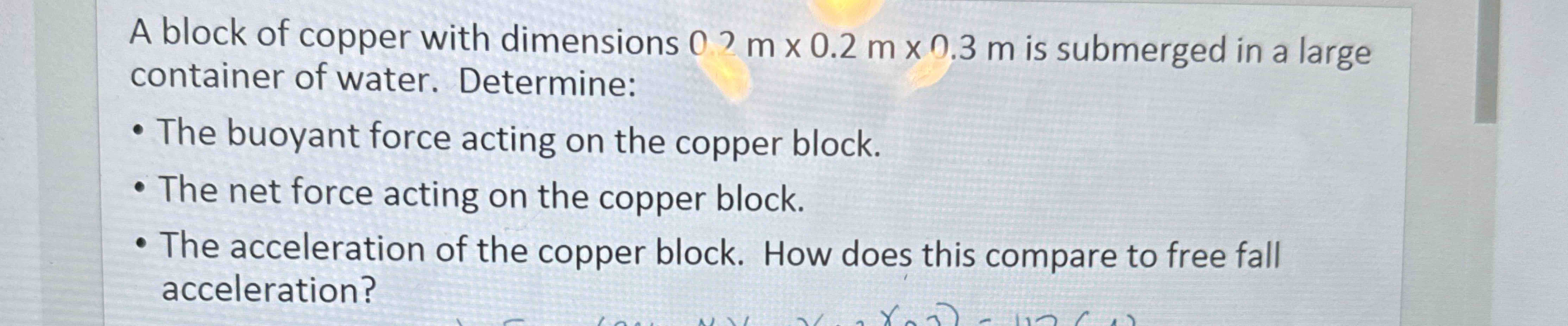 Solved A block of copper with dimensions 0.2m×0.2m×0.3m ﻿is | Chegg.com