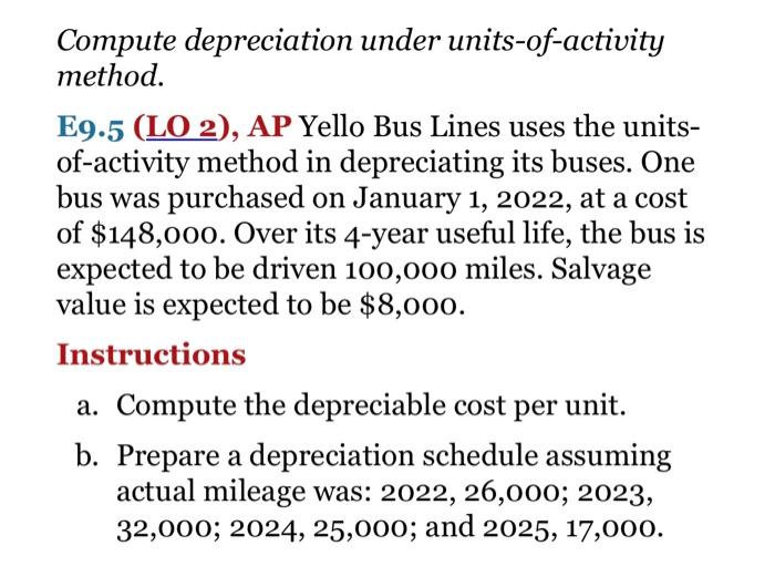 Solved Compute depreciation under units-of-activity method. | Chegg.com