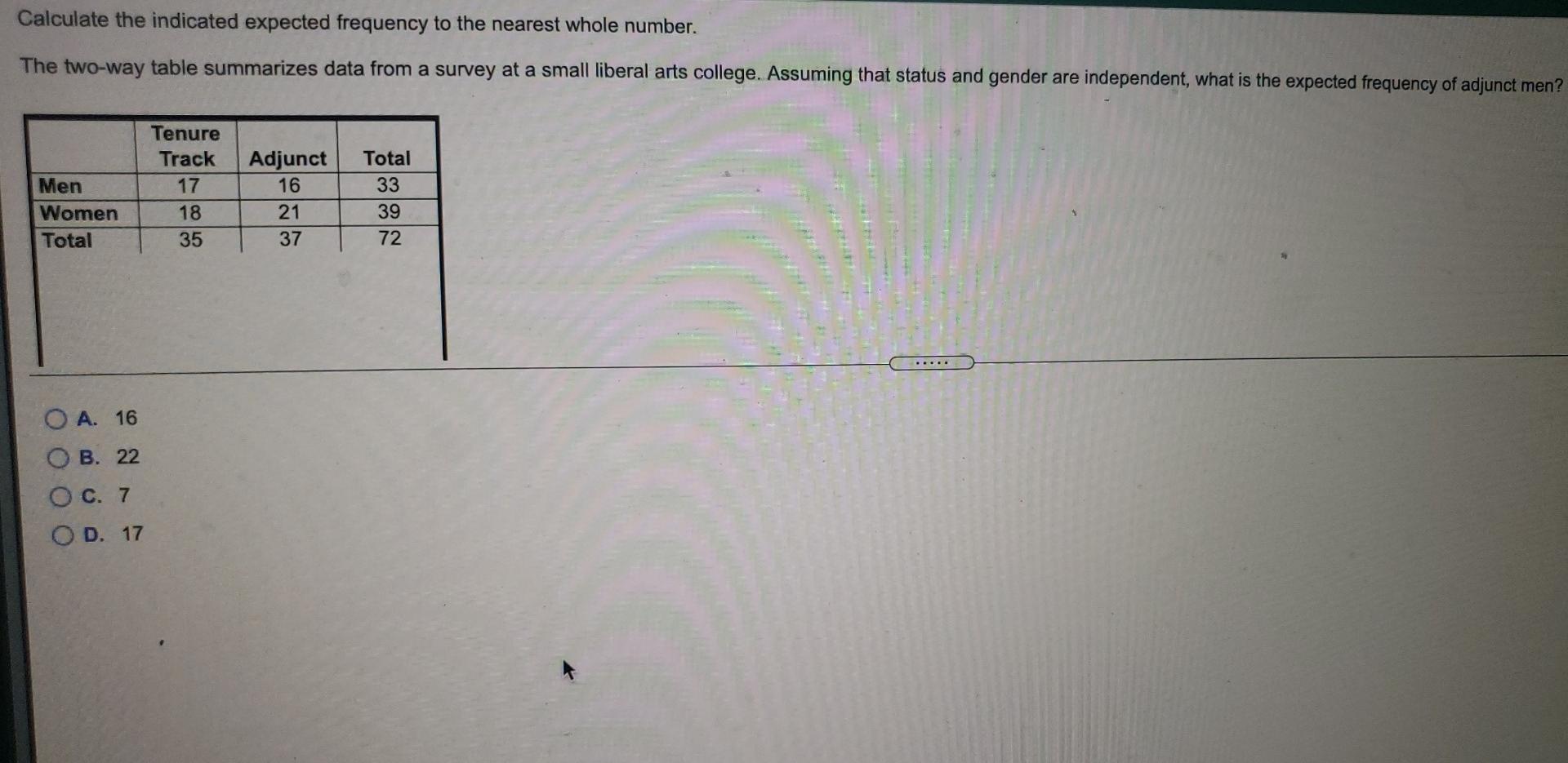 Solved Calculate the indicated expected frequency to the | Chegg.com