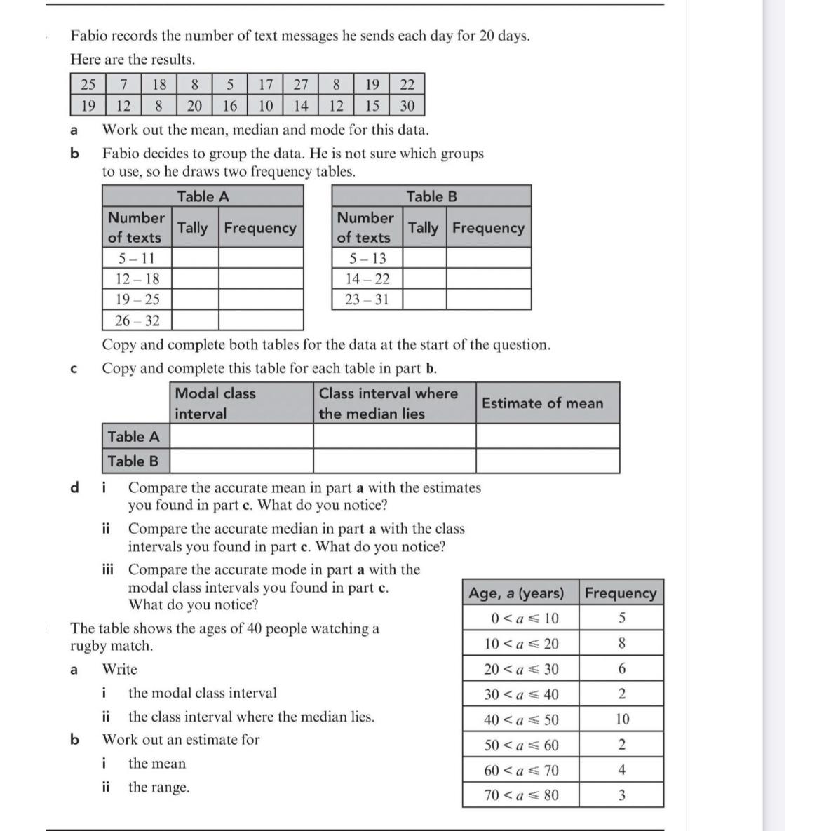 Solved Fabio records the number of text messages he sends | Chegg.com