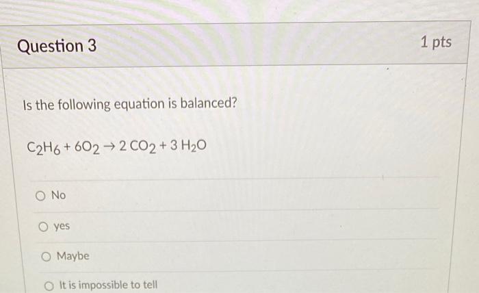 Solved Is the following equation is balanced? | Chegg.com