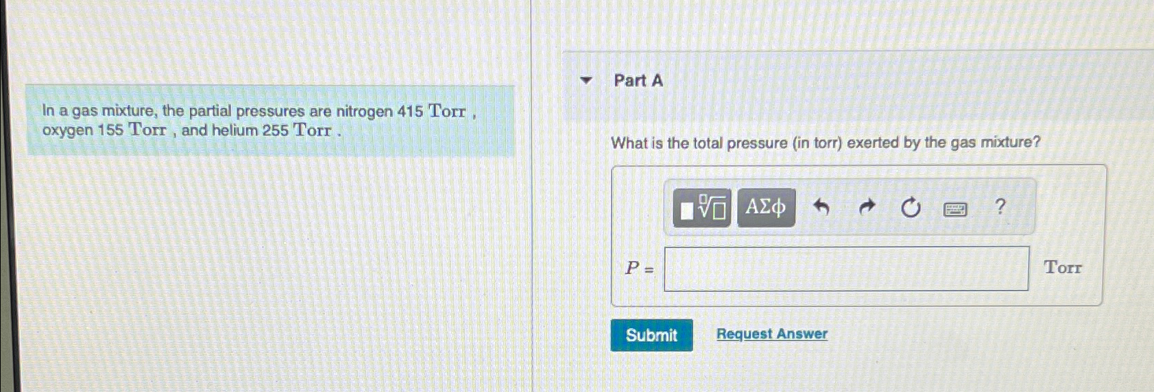 Solved In a gas mixture, the partial pressures are nitrogen | Chegg.com