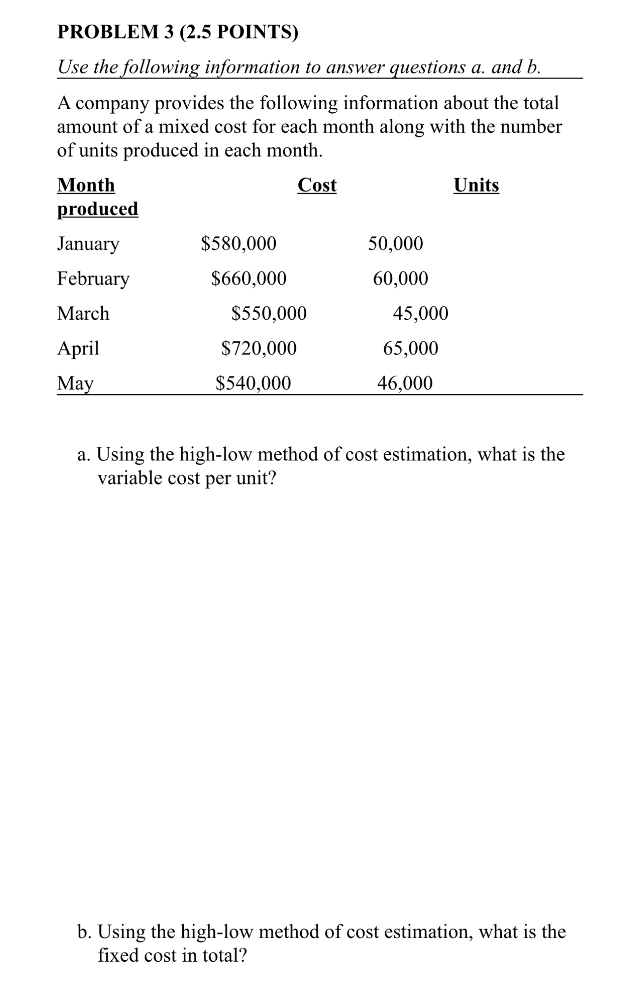 Solved PROBLEM 3 (2.5 ﻿POINTS)Use? ﻿the following | Chegg.com