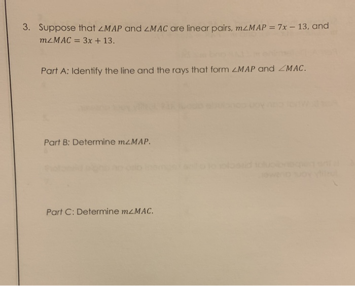 Solved 3. Suppose that ZMAP and ZMAC are linear pairs, m_MAP | Chegg.com