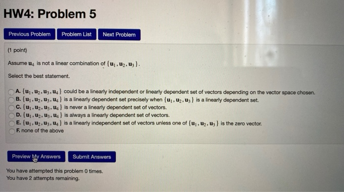 Solved HW4: Problem 5 Previous Problem Problem List Next | Chegg.com