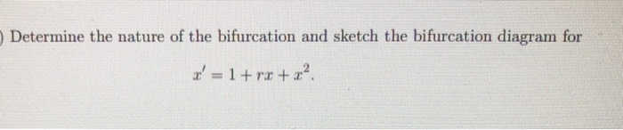 Solved Determine the nature of the bifurcation and sketch | Chegg.com