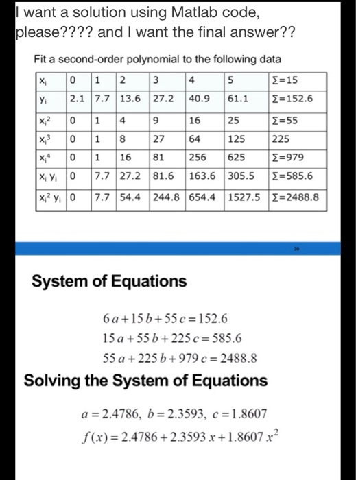 Solved I want a solution using Matlab code, please???? and I | Chegg.com