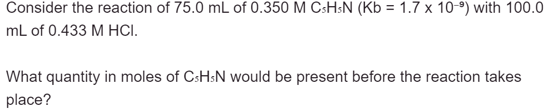 Solved Consider the reaction of 75.0mL ﻿of | Chegg.com