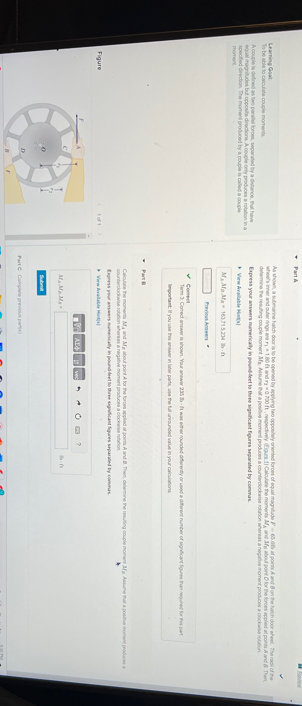 Solved Learning Goal:To be able to calculate couple momentsA | Chegg.com