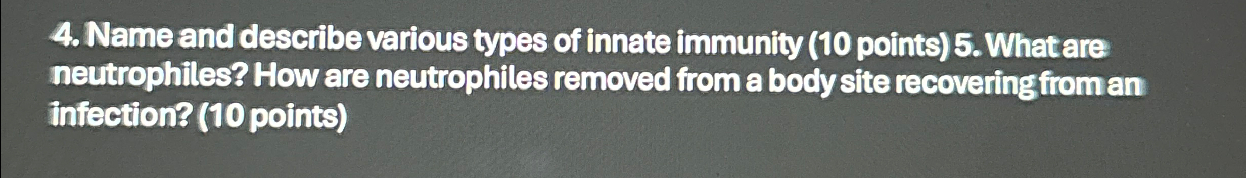 Solved Name and describe various types of innate immunity | Chegg.com