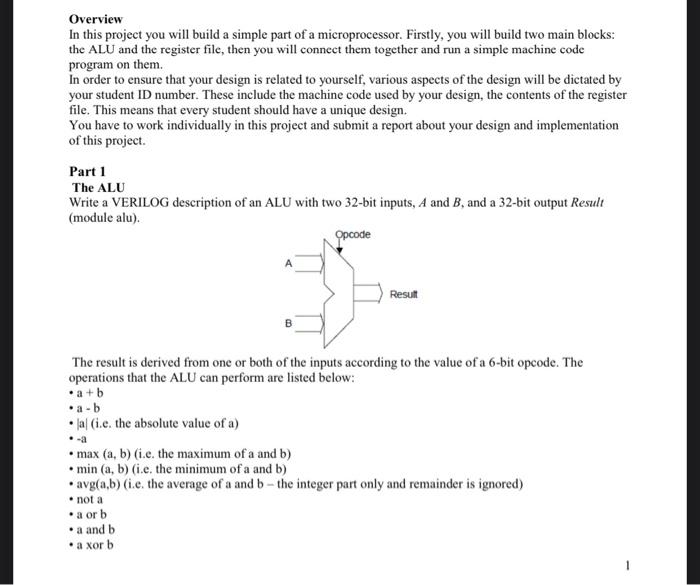 Solved Overview In this project you will build a simple part | Chegg.com