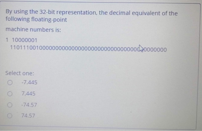Solved By using the 32-bit representation, the decimal | Chegg.com