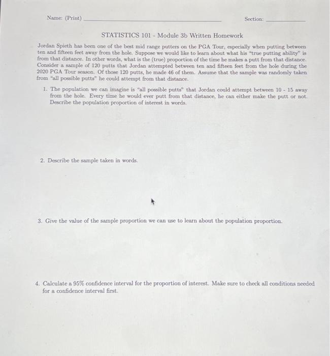Solved STATISTICS 101 - Module 3b Written Homework Jordan | Chegg.com