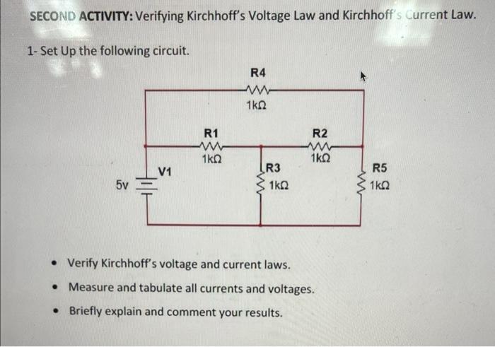 Solved SECOND ACTIVITY: Verifying Kirchhoff's Voltage Law | Chegg.com