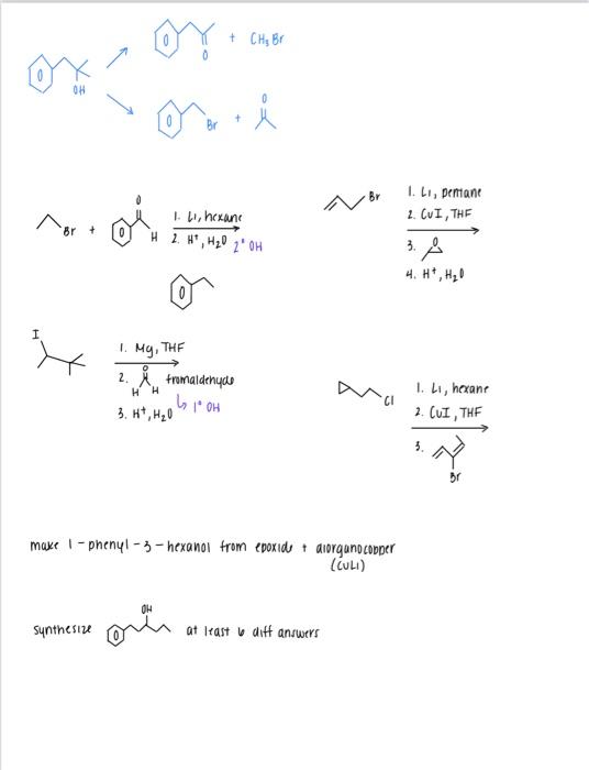 1. L1, pentane 2. CUI, THF 3. ∞0 4. H+,H2O 1. Mg, THF | Chegg.com