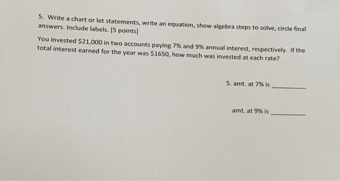 Solved 5. Write a chart or let statements, write an | Chegg.com