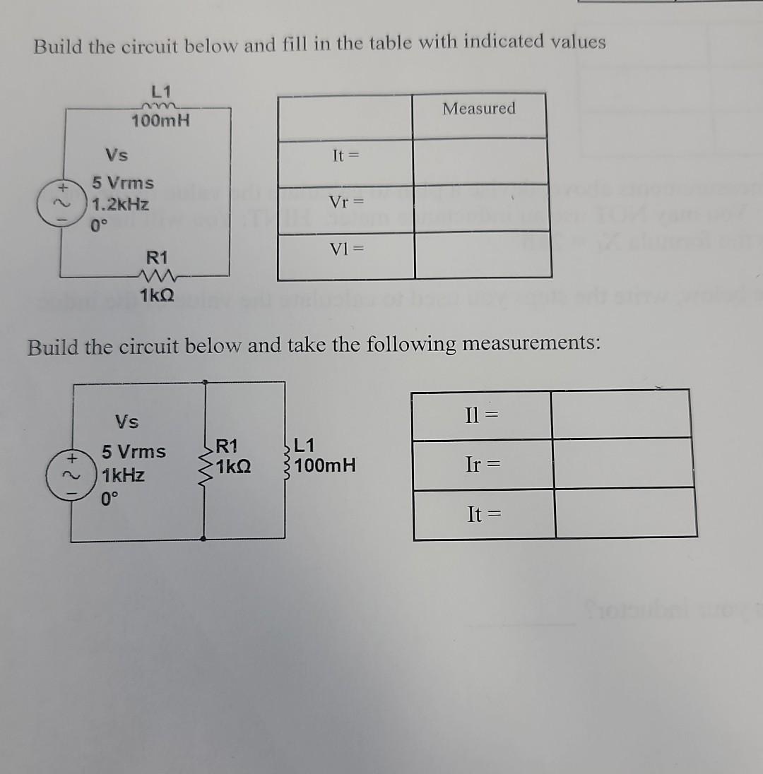 Solved Build the circuit below and fill in the table with | Chegg.com