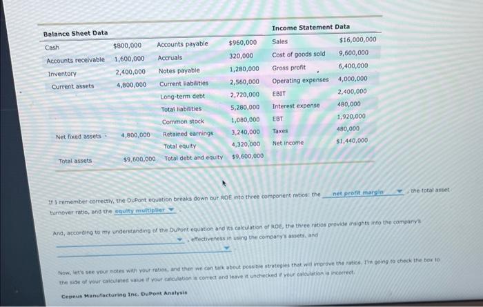 Solved If 1 remember correctly, the DuPont equation breaks | Chegg.com