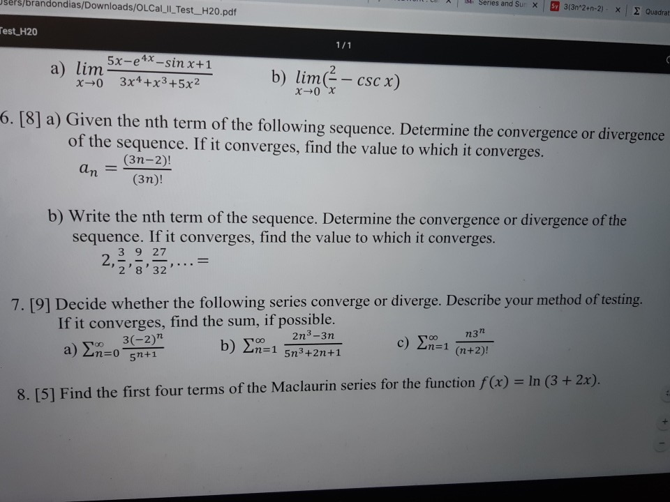 Solved given the nth term of the following sequence. | Chegg.com