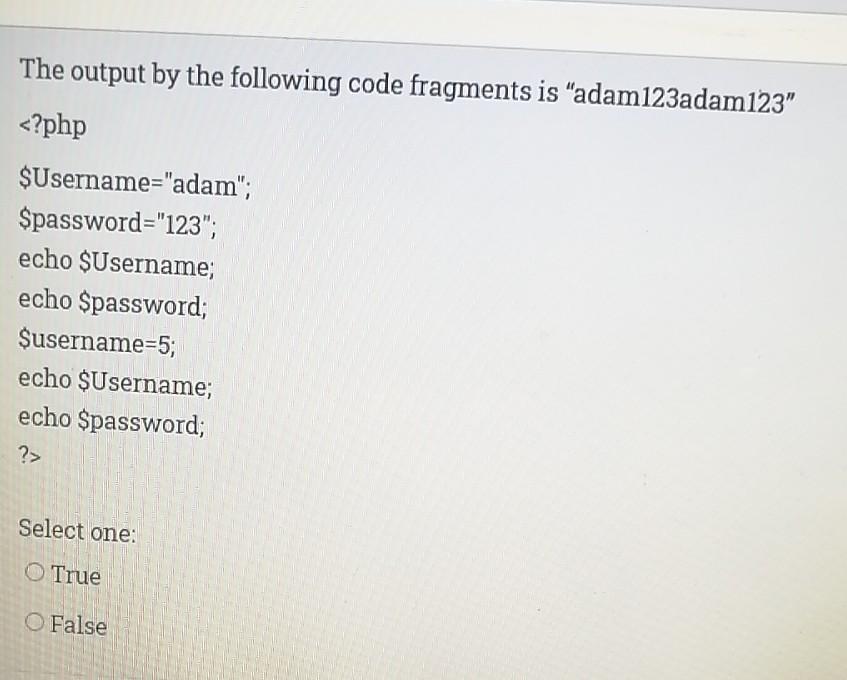 Solved The output by the following code fragments is | Chegg.com