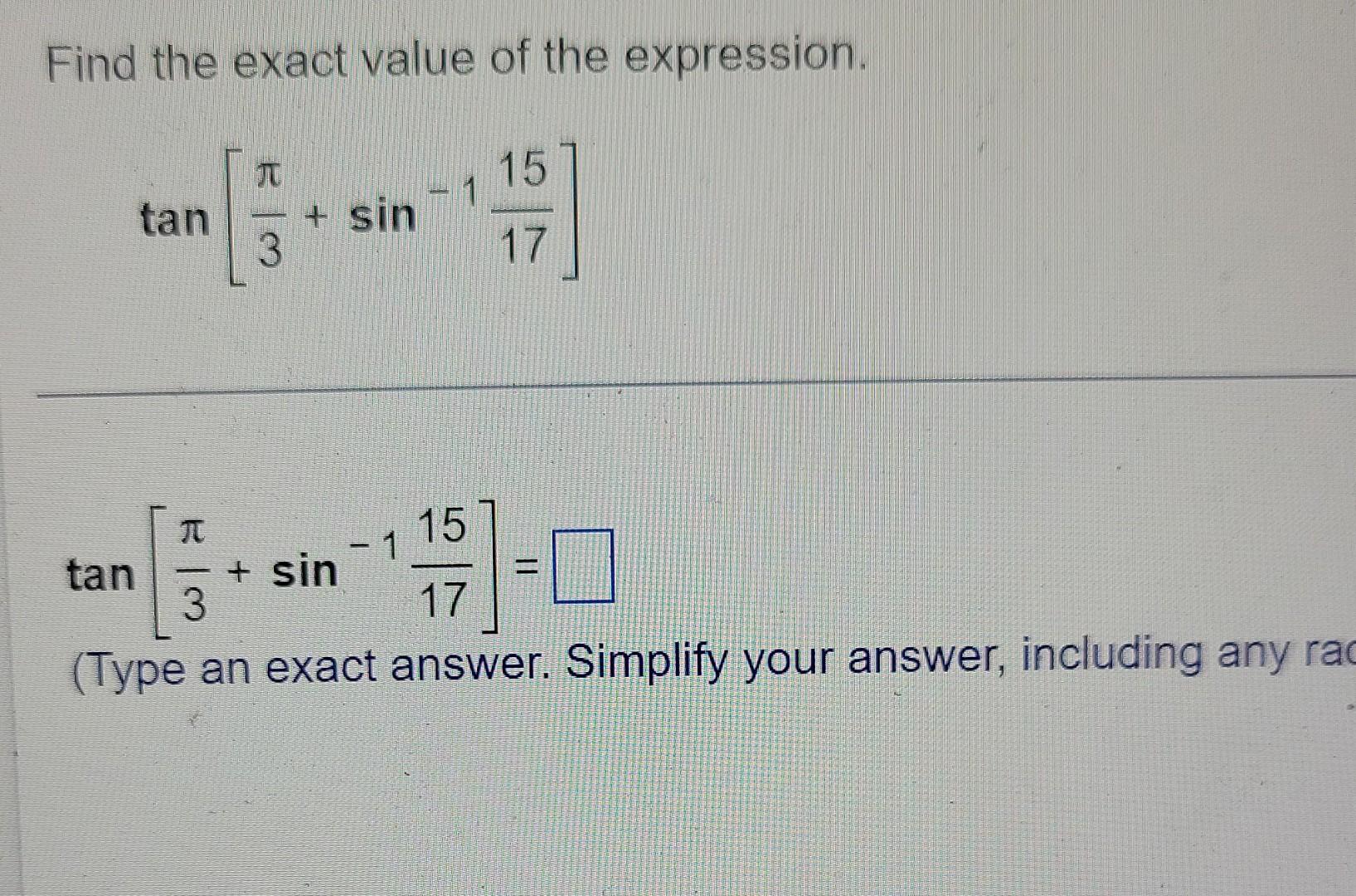 Solved Find the exact value of the expression. | Chegg.com