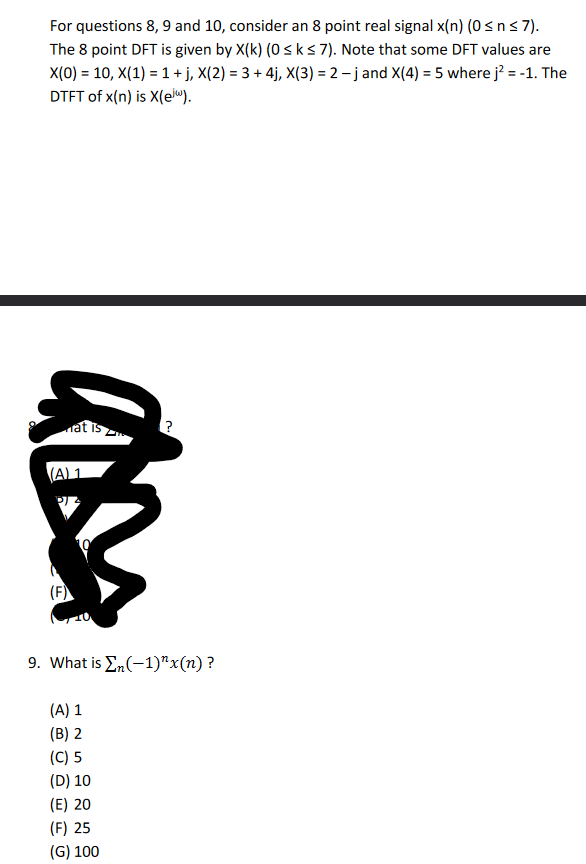 Solved For questions 8,9 ﻿and 10 , ﻿consider an 8 ﻿point | Chegg.com