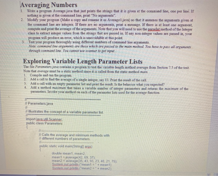 Solved 3. Averaging Numbers 1. Write a program Average.java | Chegg.com