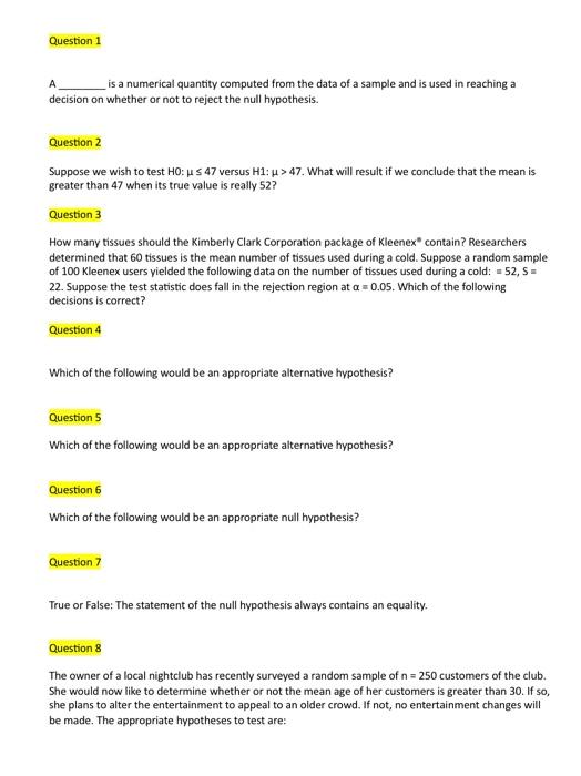 Solved A is a numerical quantity computed from the data of a | Chegg.com