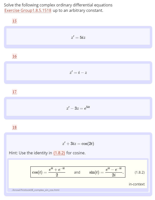Solved Solve the following complex ordinary differential | Chegg.com